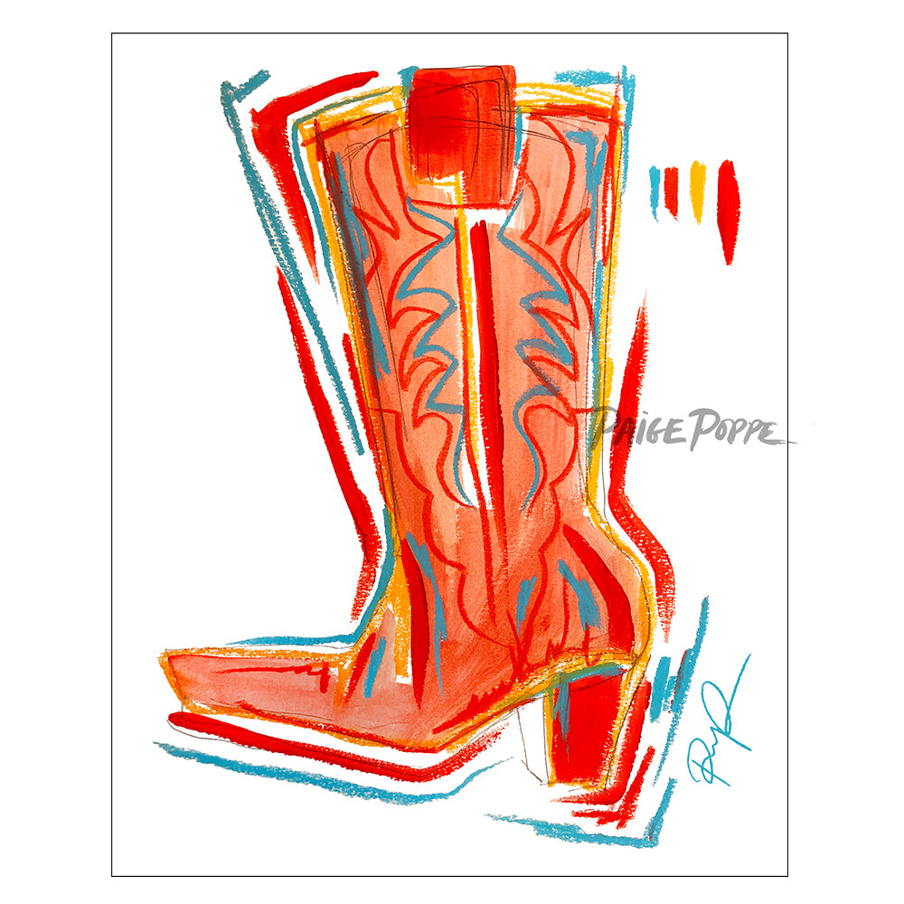 "Ruby Rodeo" Cowgirl Boot Art Print – Paige Poppe Art