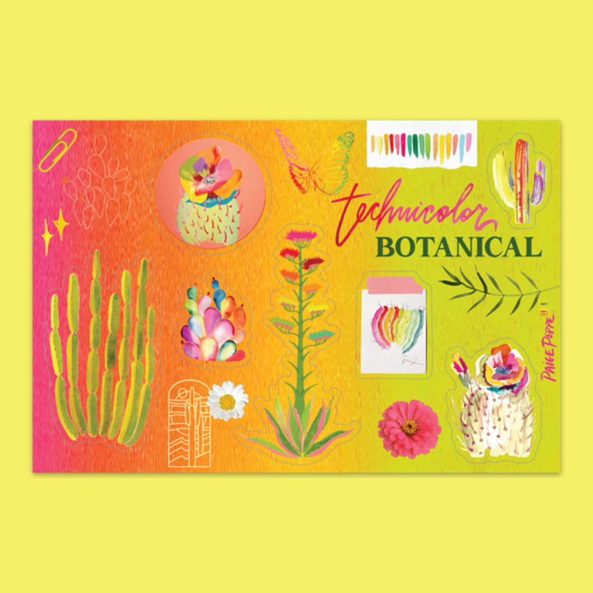 "Technicolor Botanical" Sticker Sheet – Paige Poppe Art