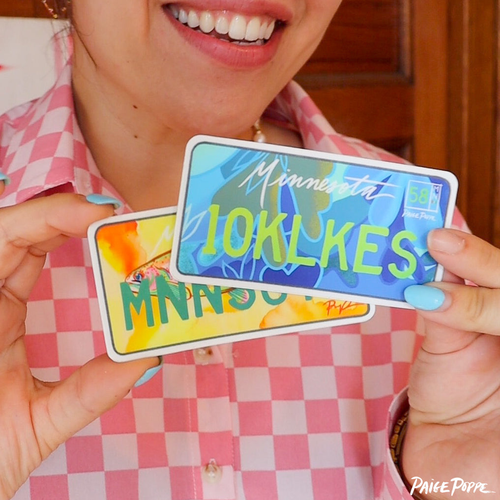 "10k Lakes" Minnesota License Plate Sticker – Paige Poppe Art