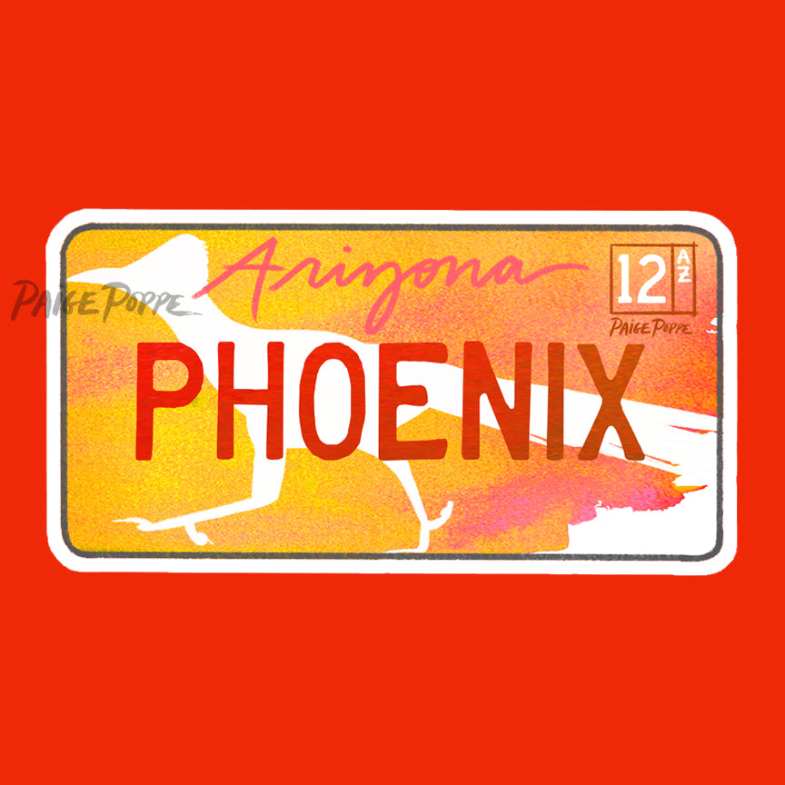 "Phoenix" Arizona License Plate Sticker – Paige Poppe Art