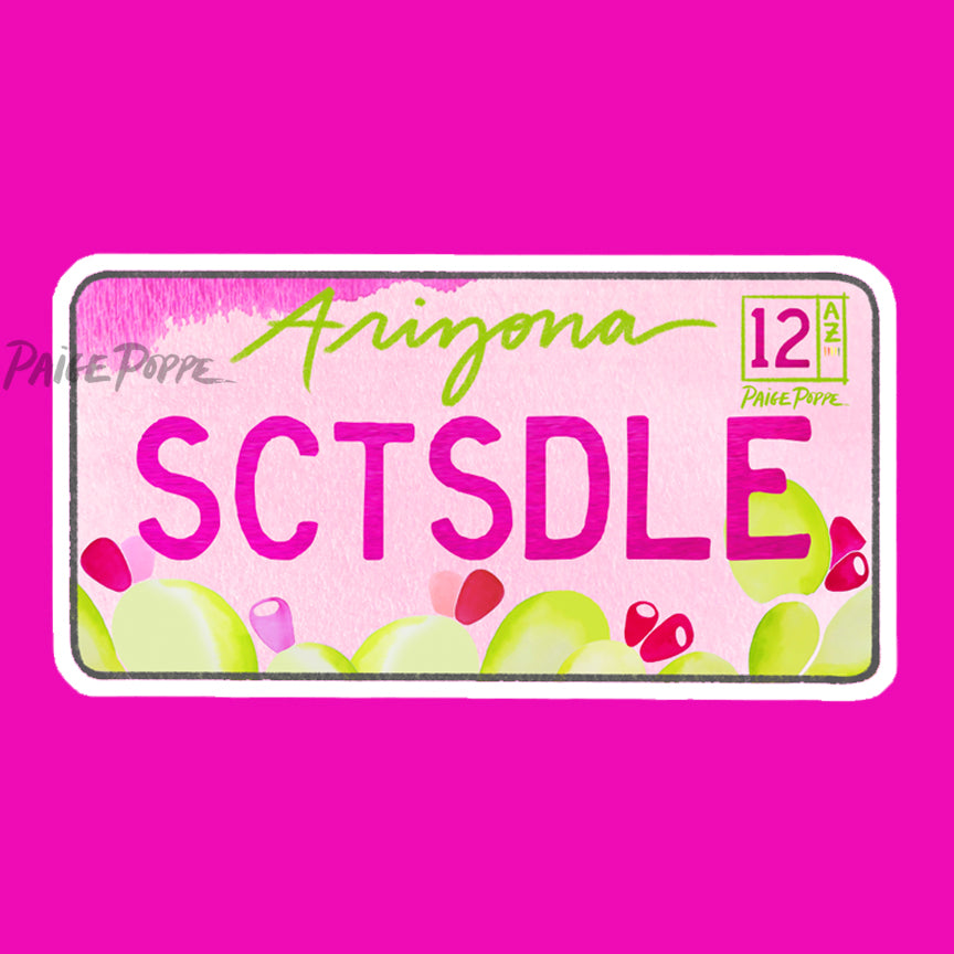 "Scottsdale" Arizona License Plate Sticker – Paige Poppe Art