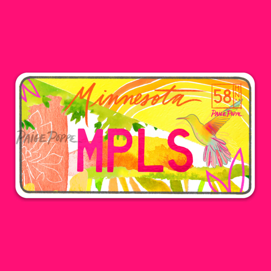 "Minneapolis" Minnesota License Plate Sticker – Paige Poppe Art